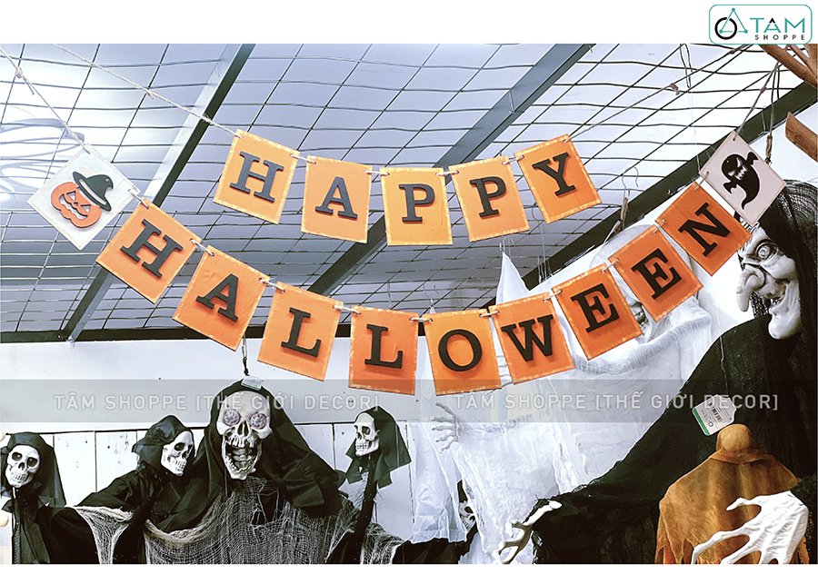 Dây banner chữ Halloween bằng gỗ handmade nhiều kiểu BANER-HLW-01