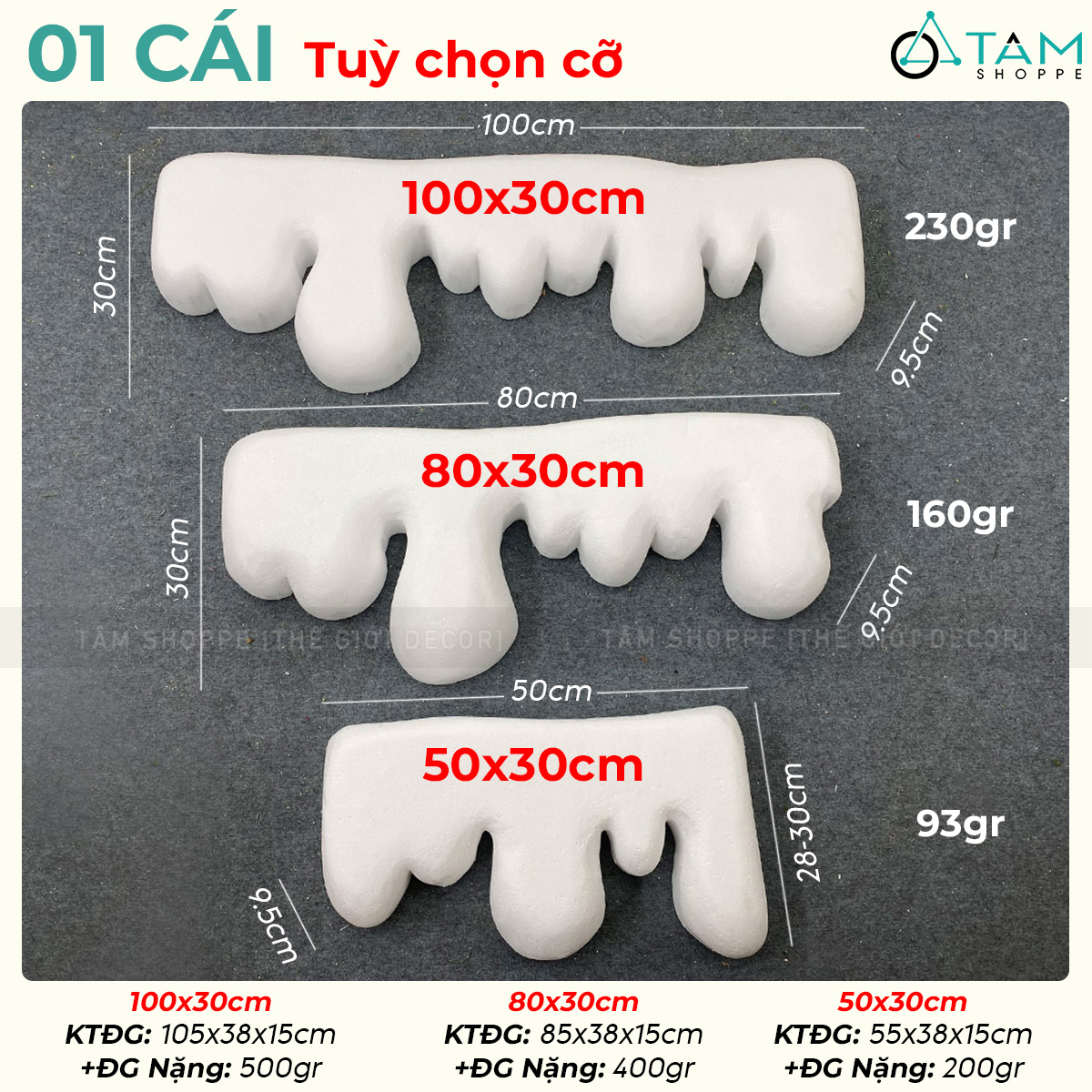 Tuyết tan mút xốp cỡ lớn 3 size trang trí giáng sinh [Dài 50 - 100cm ...