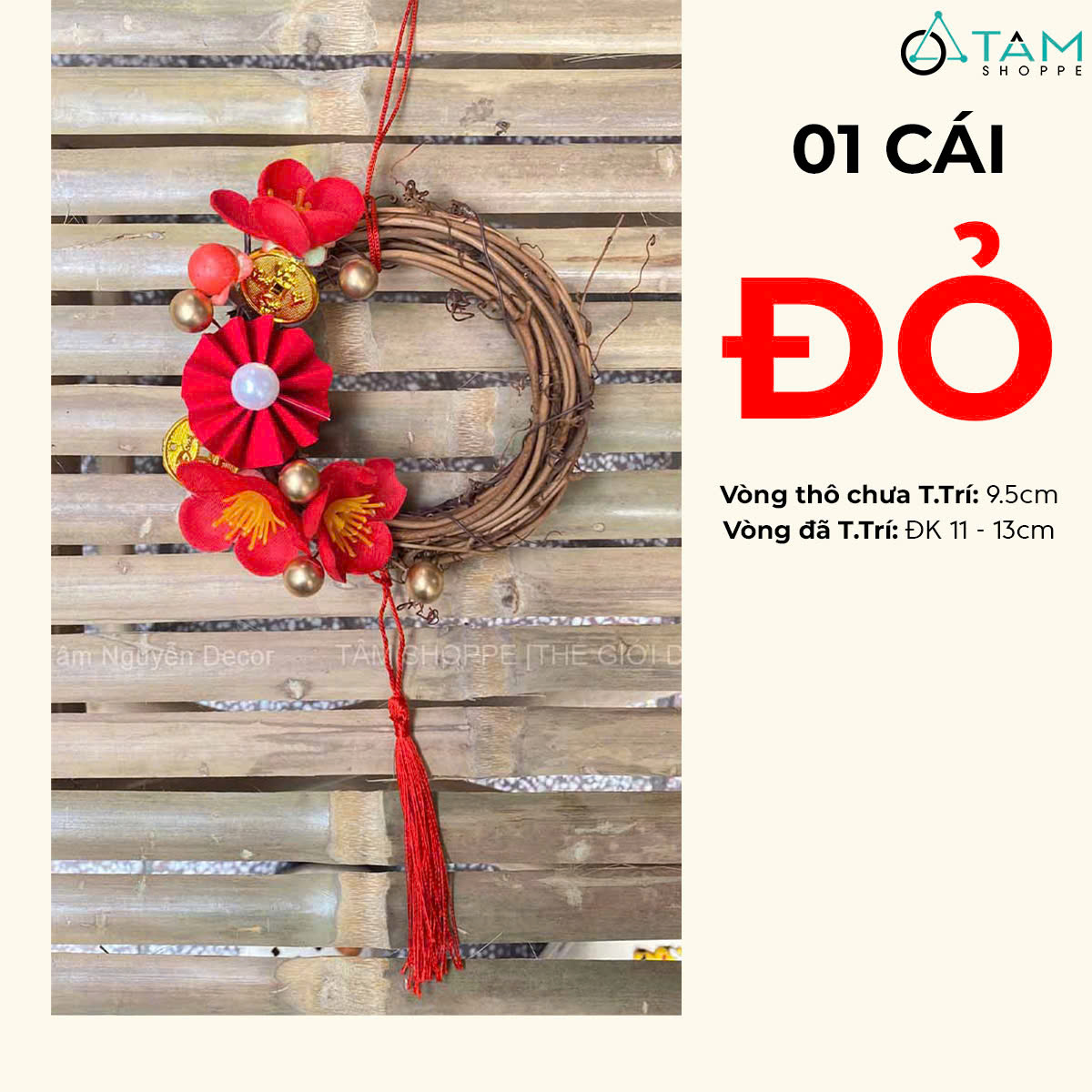 Vòng treo dây rừng Mai Đào Mini Decor Tết [Cute - Nhiều kiểu] PKT-TET-13