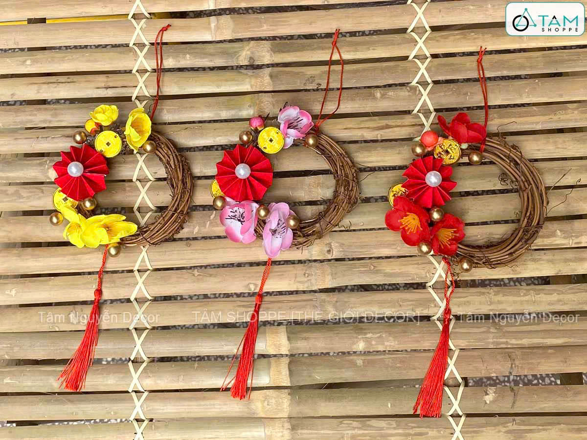 Vòng treo dây rừng Mai Đào Mini Decor Tết [Cute - Nhiều kiểu] PKT-TET-13