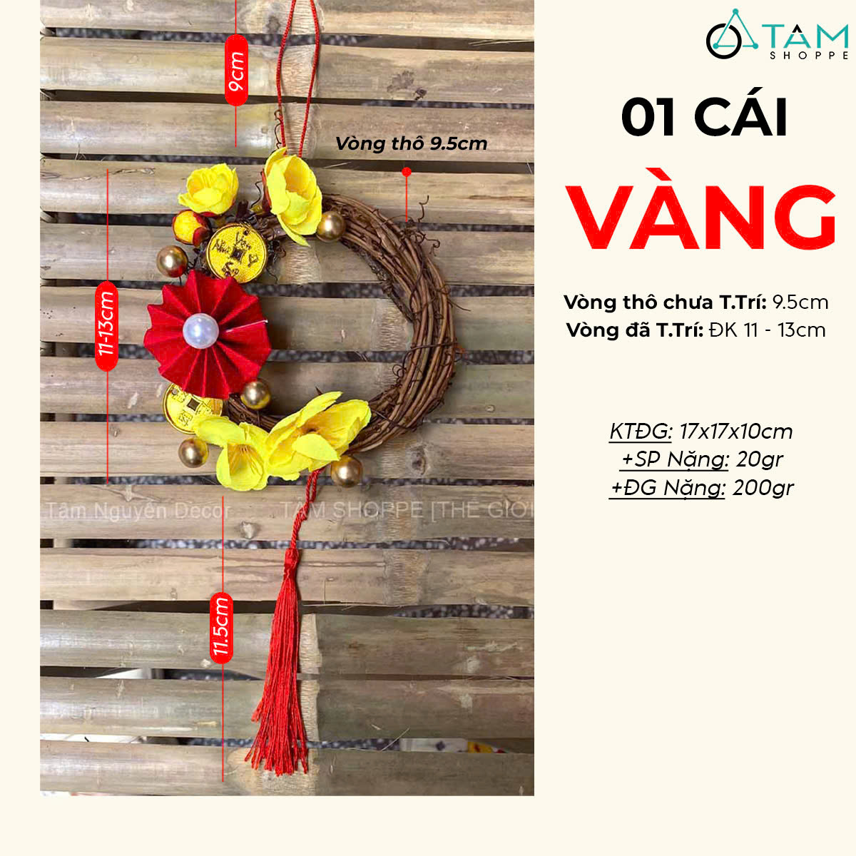 Vòng treo dây rừng Mai Đào Mini Decor Tết [Cute - Nhiều kiểu] PKT-TET-13